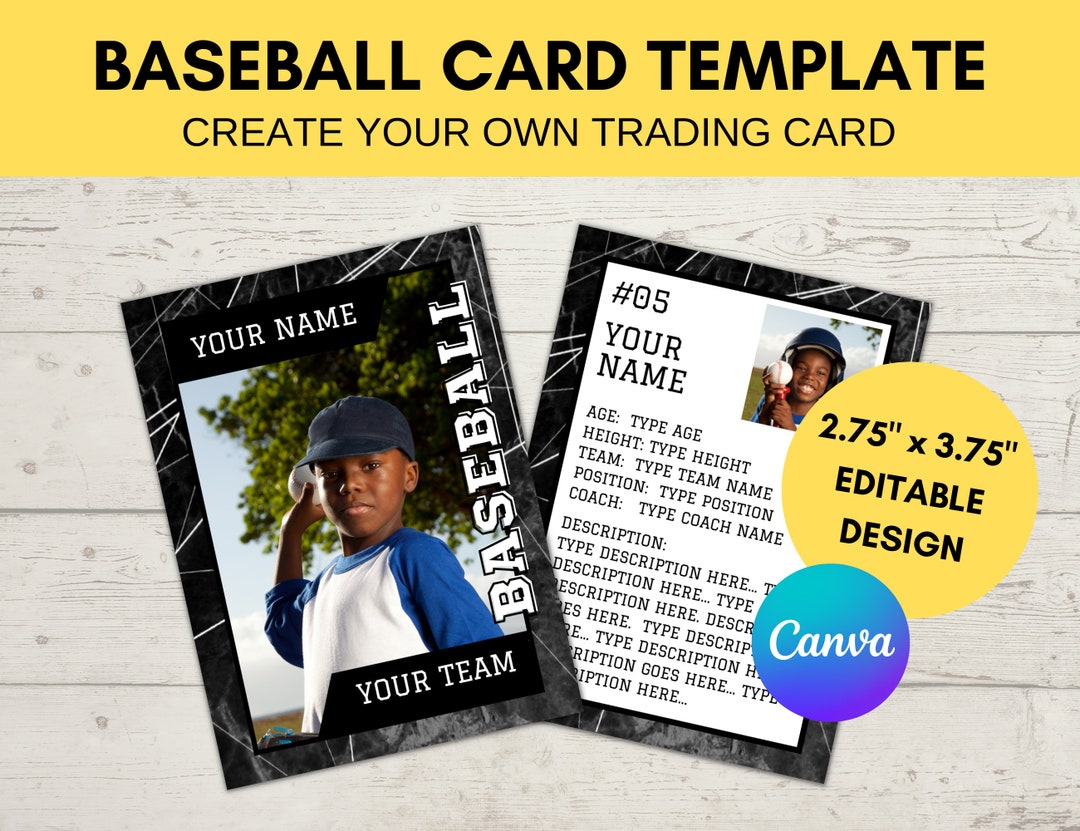 Editable Sports Card Template Custom Baseball Trading Card - Etsy