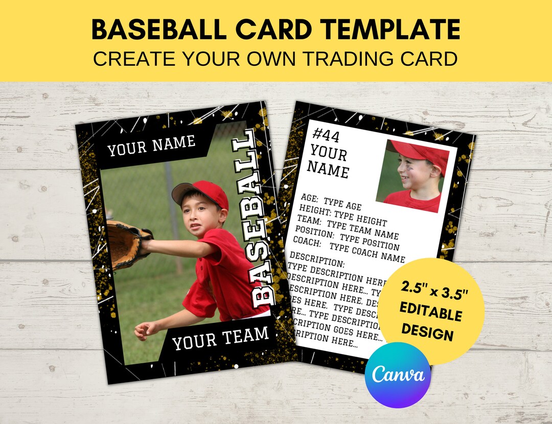 Editable Sports Card Template Custom Baseball Trading Card Printable ...