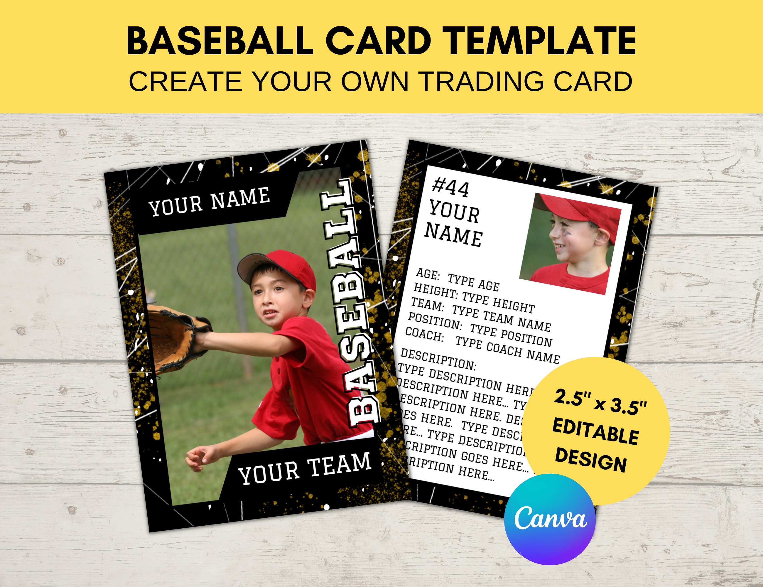 Editable Sports Card Template Custom Baseball Trading Card Printable ...