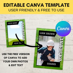 Editable Sports Card Template | Custom Baseball Trading Card Printable ...