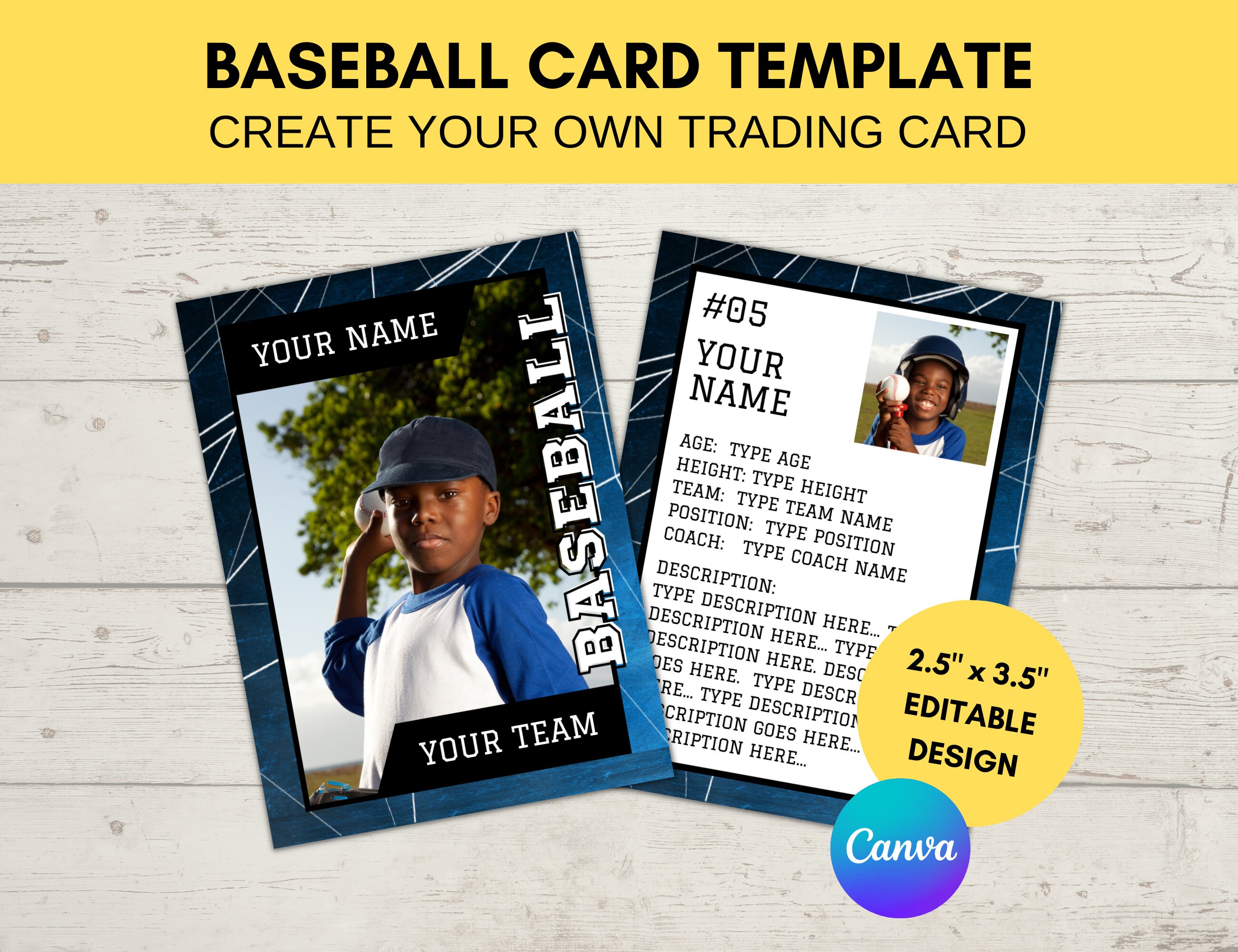 Editable Sports Card Template | Custom Baseball Trading Card Printable ...