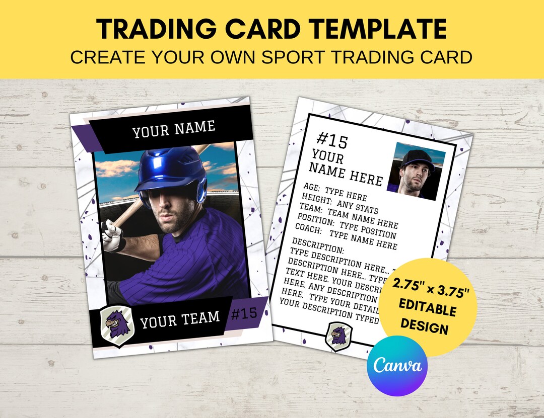 Editable Sports Card Template Custom Baseball Trading Card Printable ...