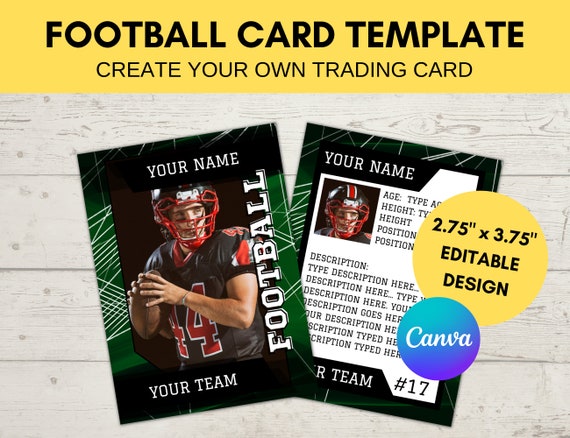 Editable Sports Card Template Custom Football Trading Card - Etsy