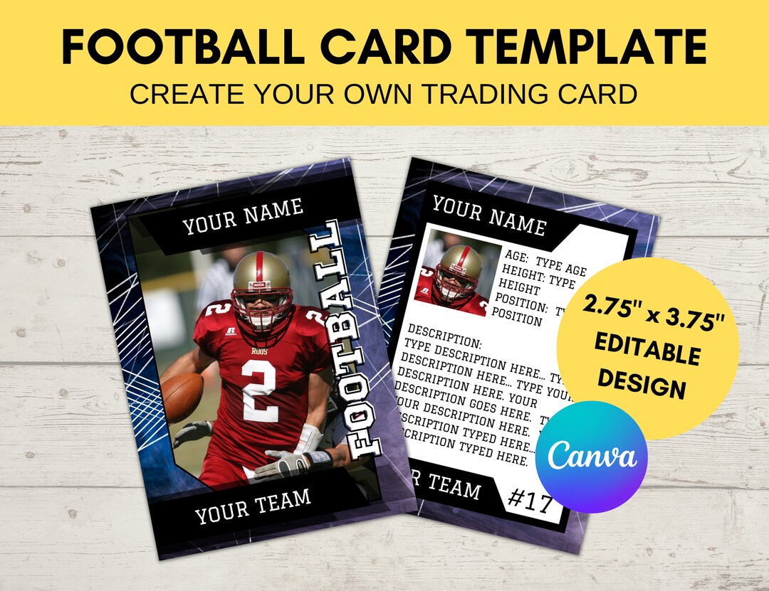 Editable Sports Card Template Custom Football Trading Card - Etsy