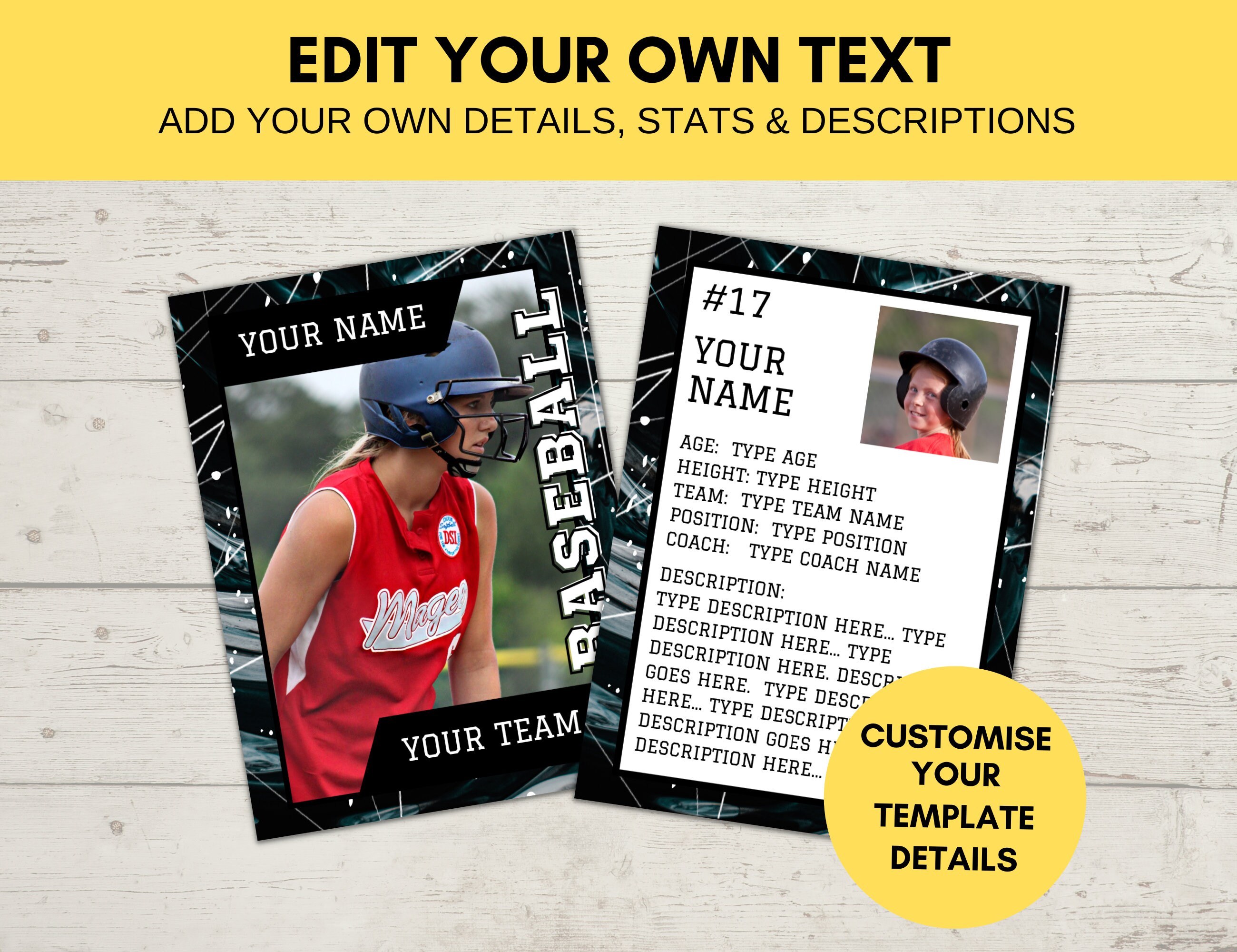 Editable Sports Card Template Custom Baseball Trading Card Printable ...