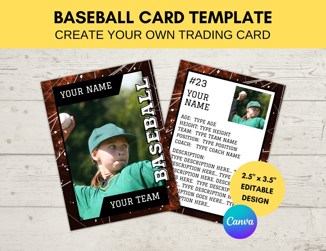 Editable Sports Card Template Custom Baseball Trading Card Printable ...