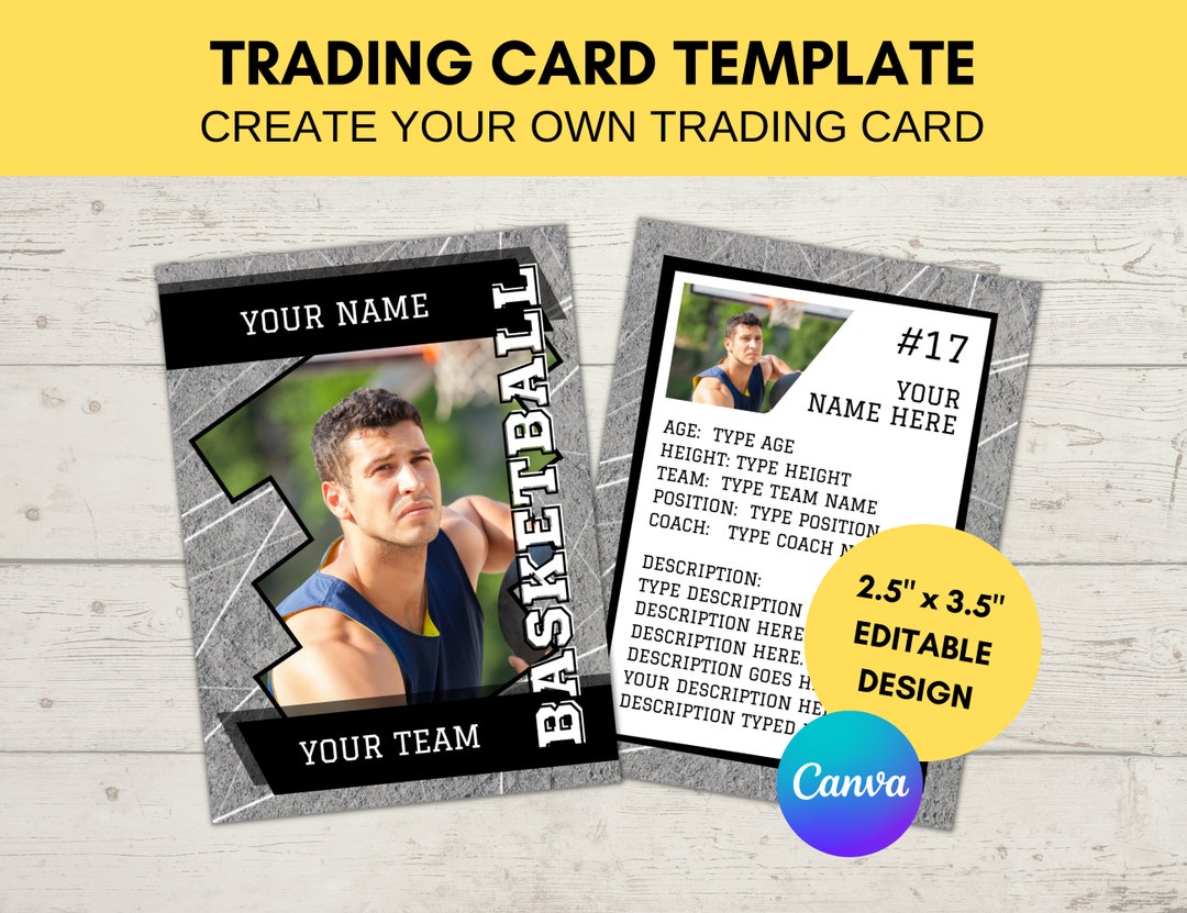 Editable Sport Card Template | Custom Basketball Trading Card Printable ...