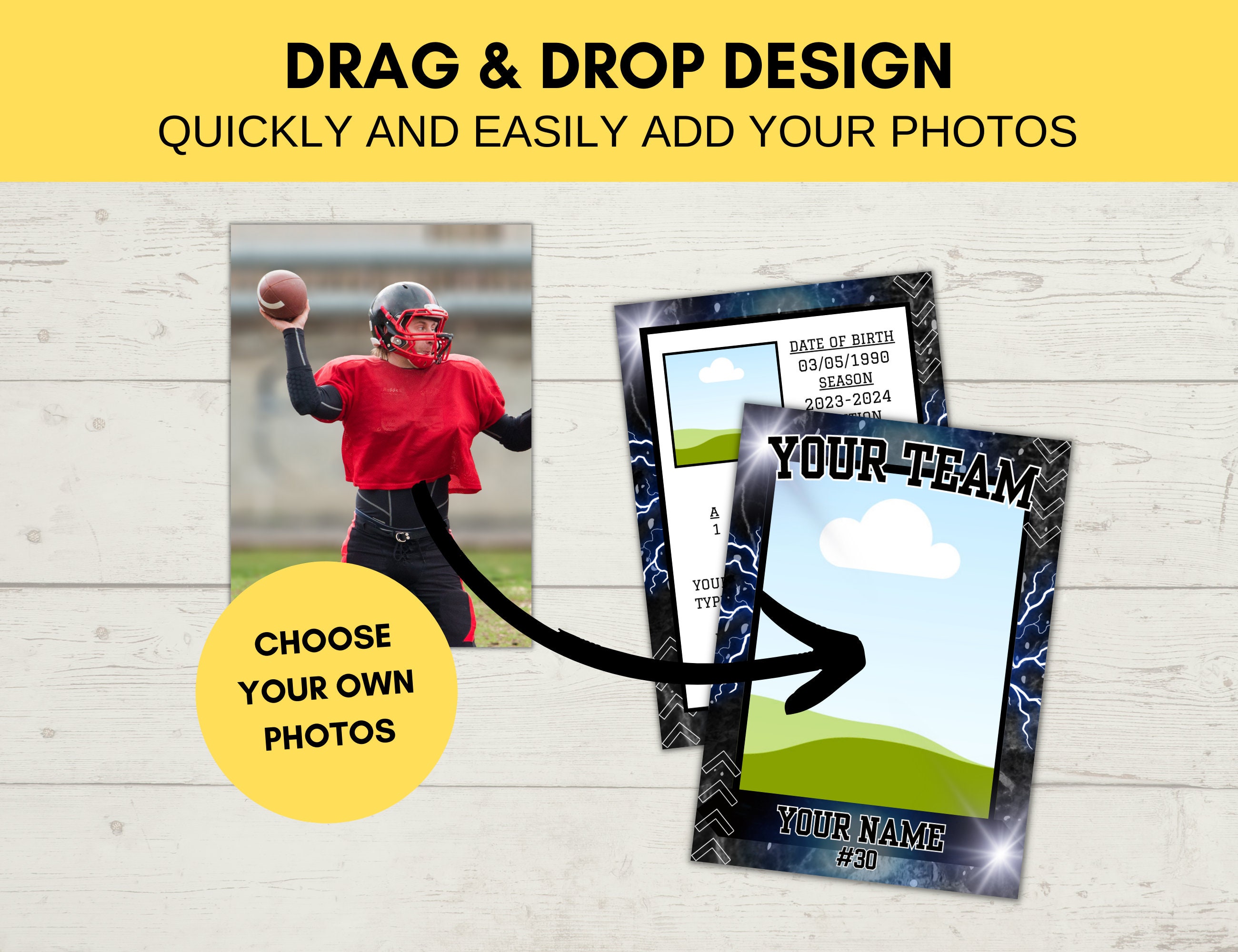 Editable Sports Card Template | Custom Football Trading Card Printable ...