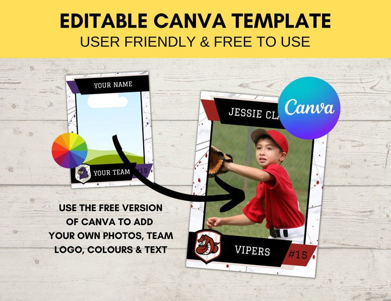 Editable Sports Card Template | Custom Baseball Trading Card Printable ...