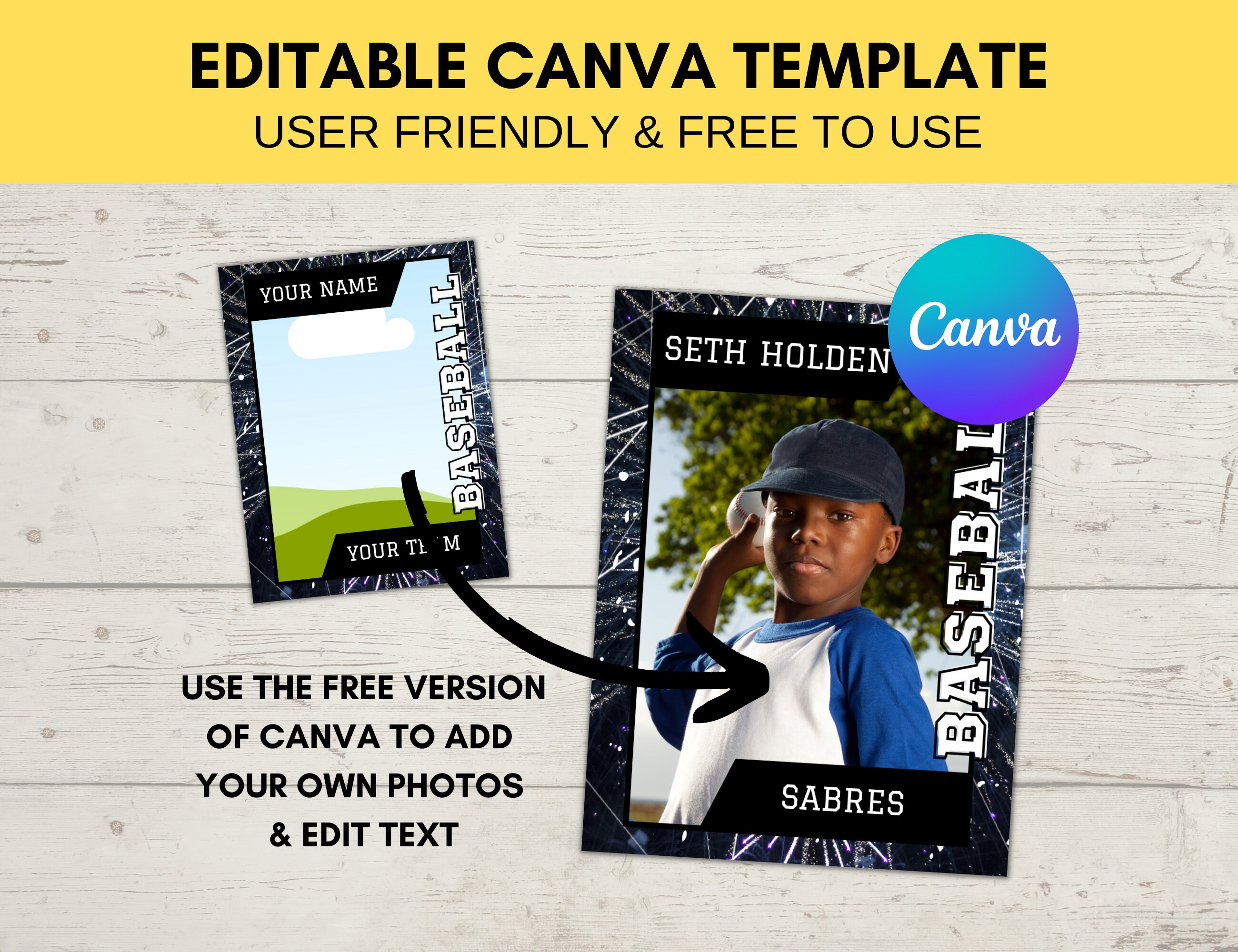Editable Sports Card Template Custom Baseball Trading Card Printable ...