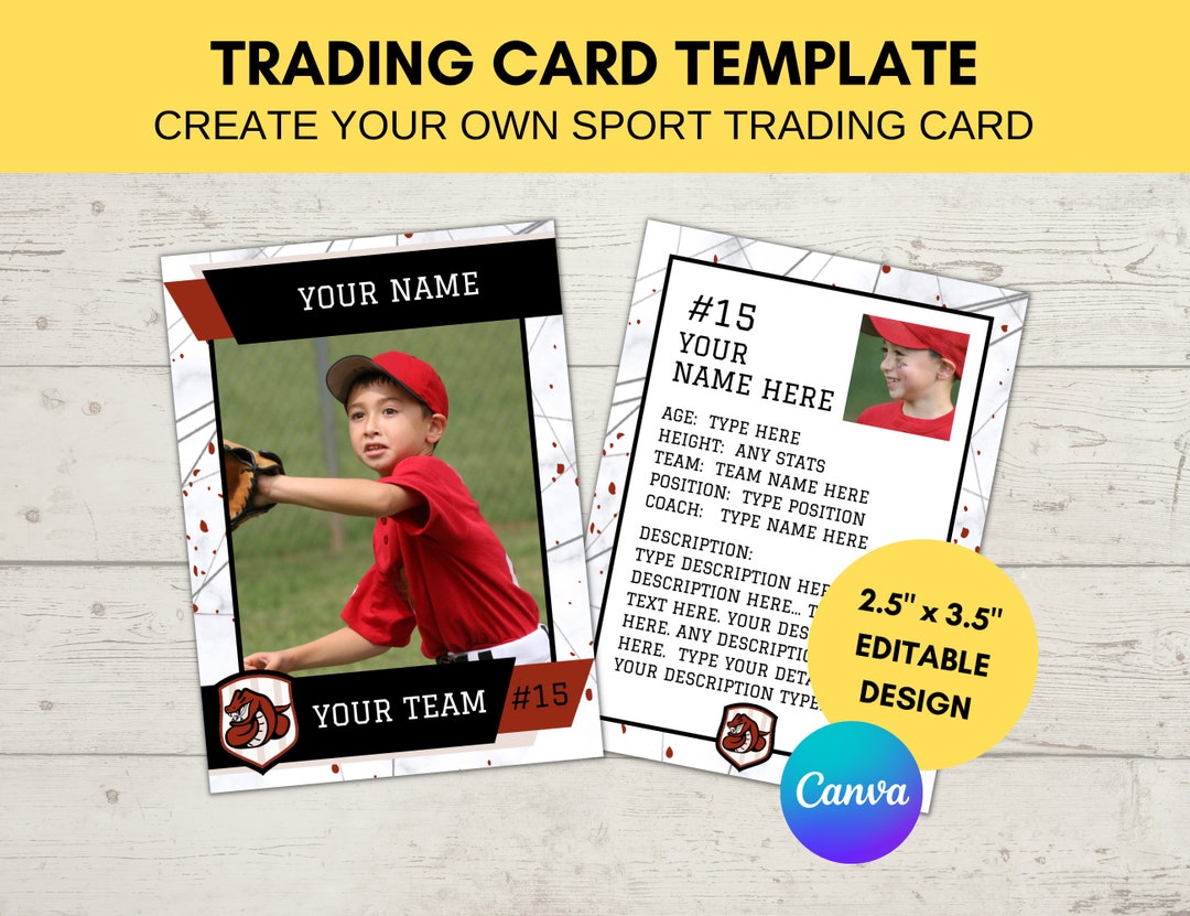 Editable Sports Card Template | Custom Baseball Trading Card Printable ...