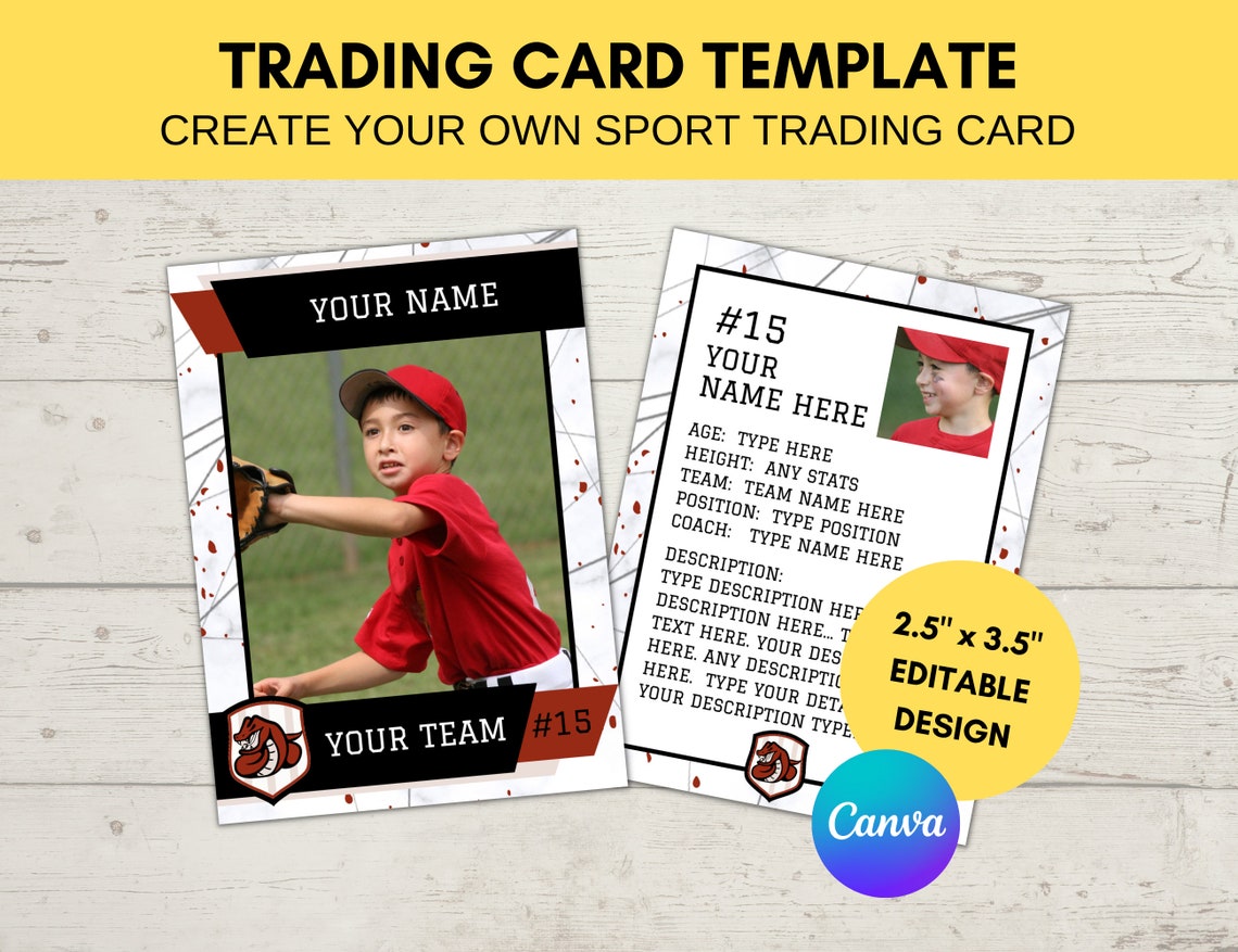 Editable Sports Card Template Custom Baseball Trading Card Printable ...