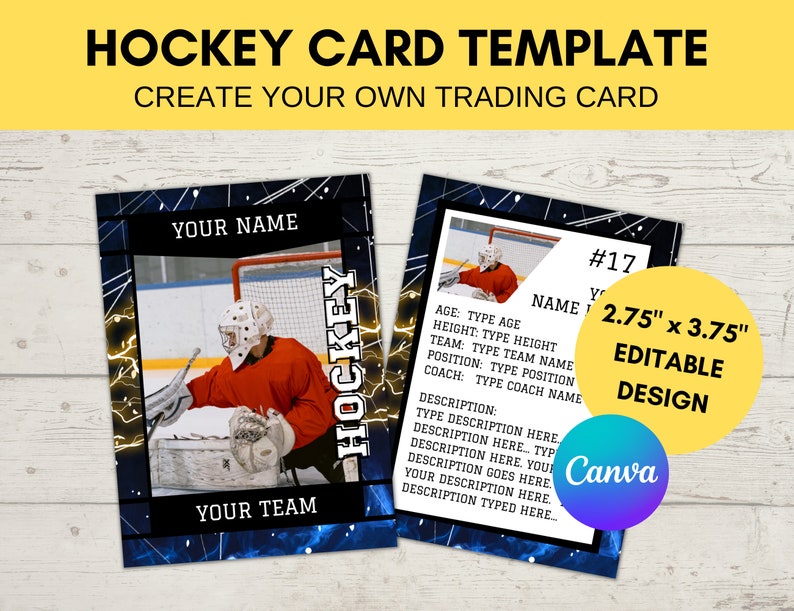 Editable Sports Card Template Custom Hockey Trading Card - Etsy