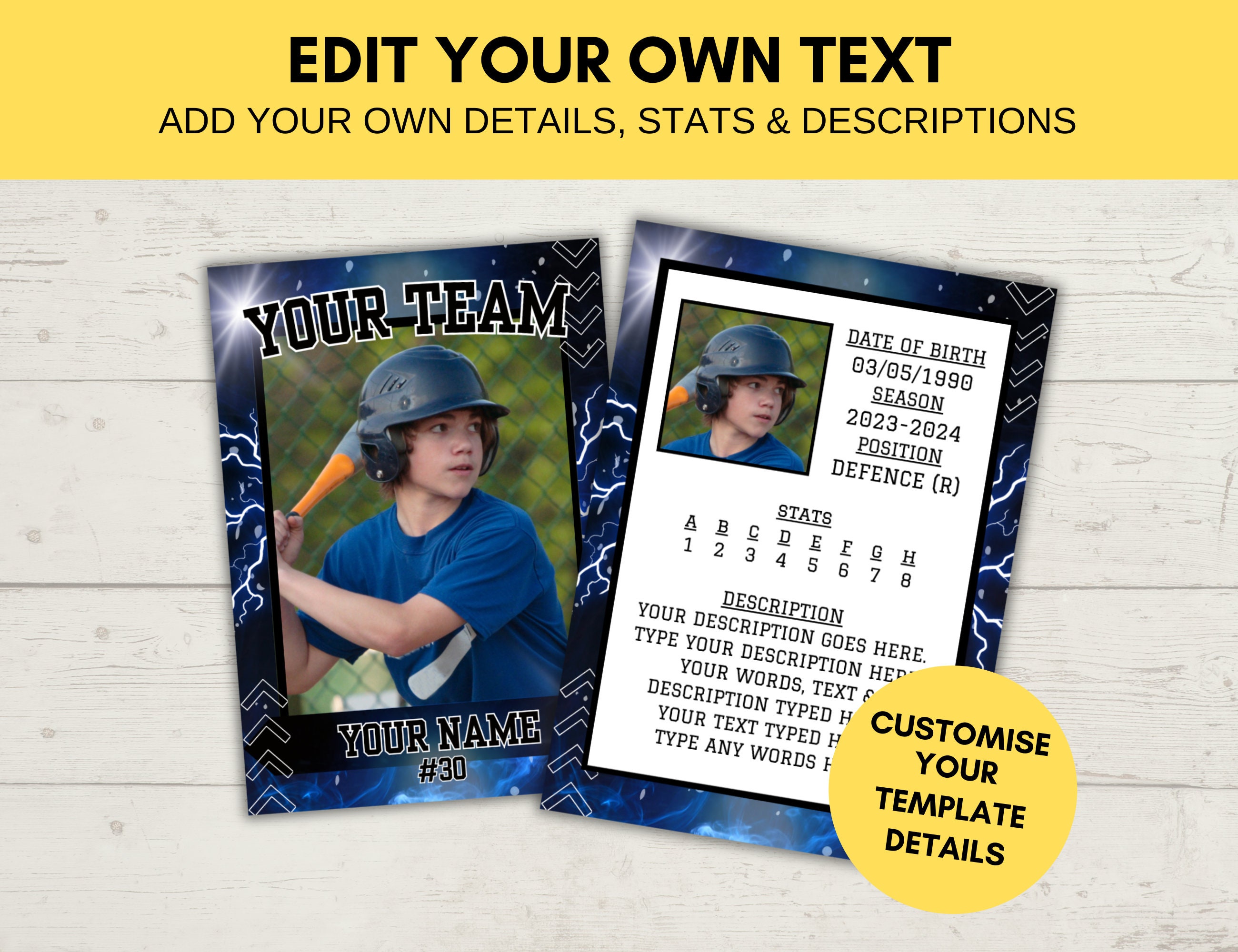 Editable Sports Card Template Custom Baseball Trading Card Printable ...