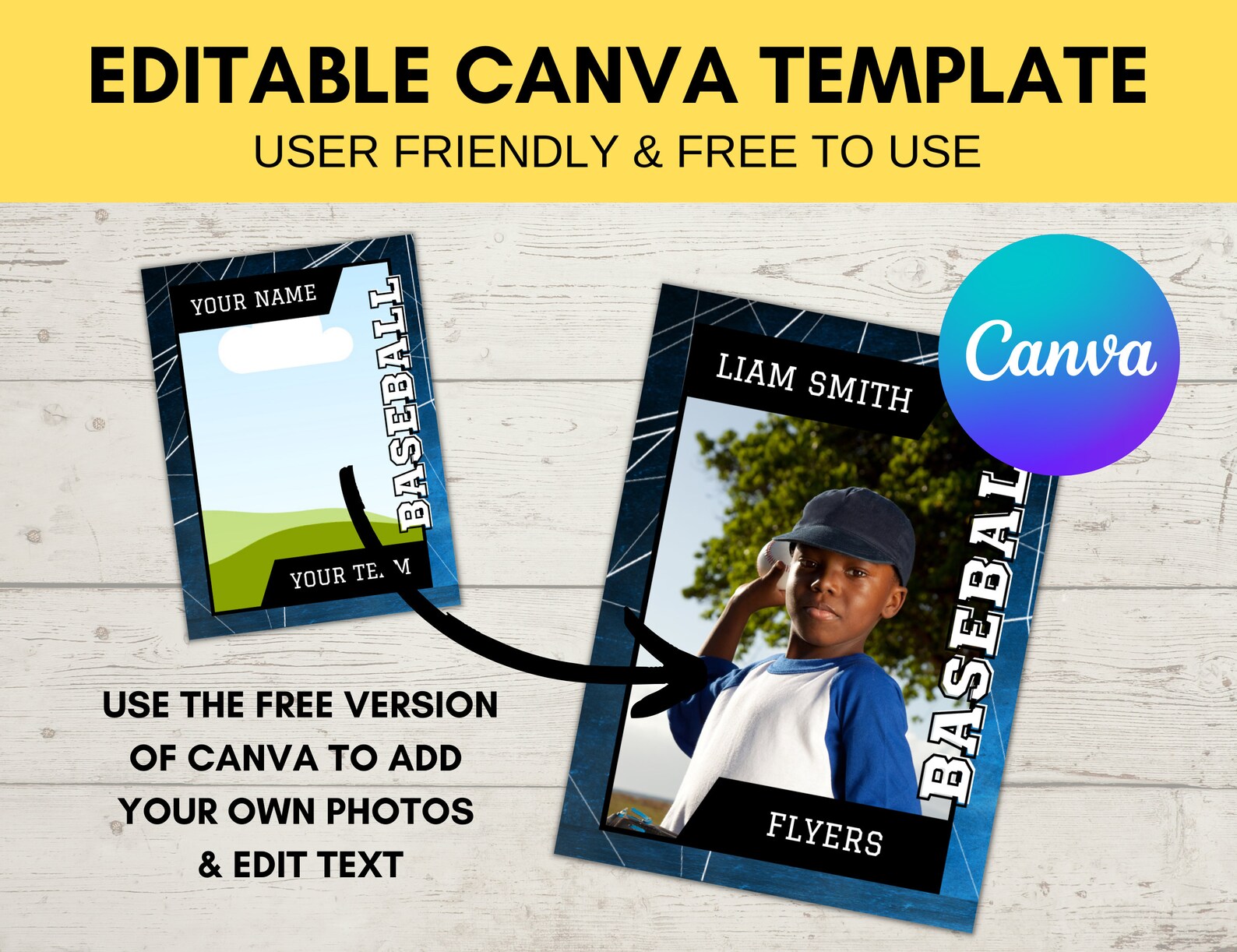 Editable Sports Card Template Custom Baseball Trading Card - Etsy