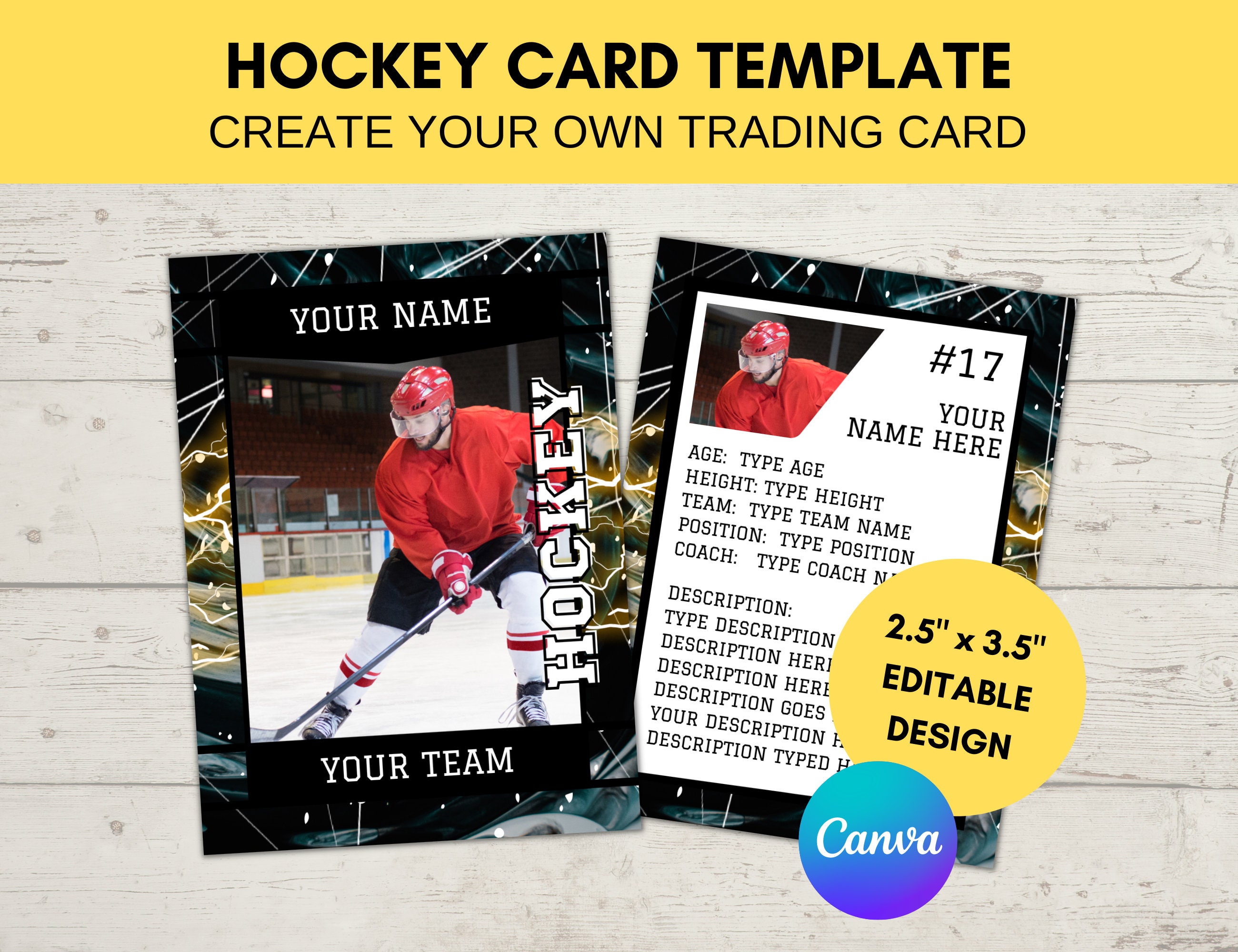 Editable Sports Card Template Custom Hockey Trading Card Printable ...