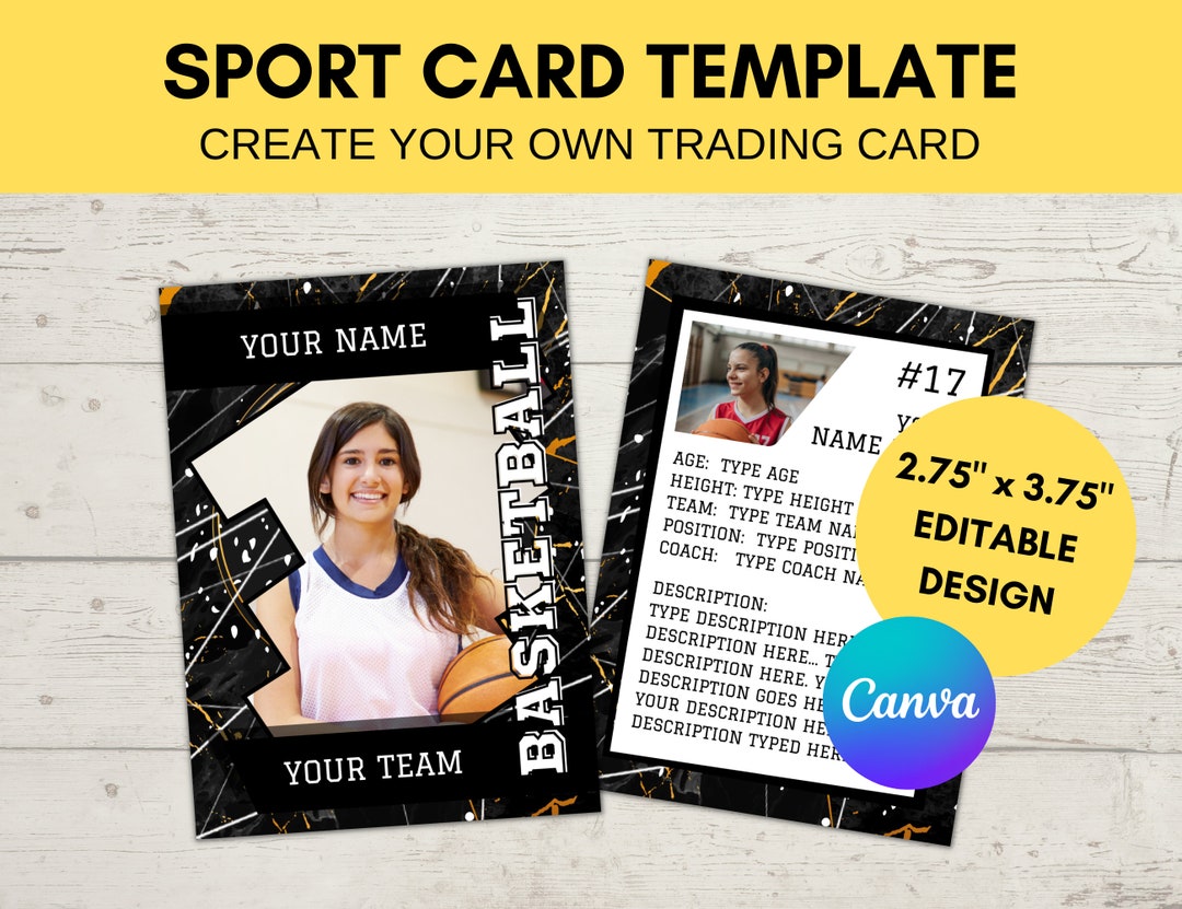 Editable Sport Card Template Custom Basketball Trading Card - Etsy