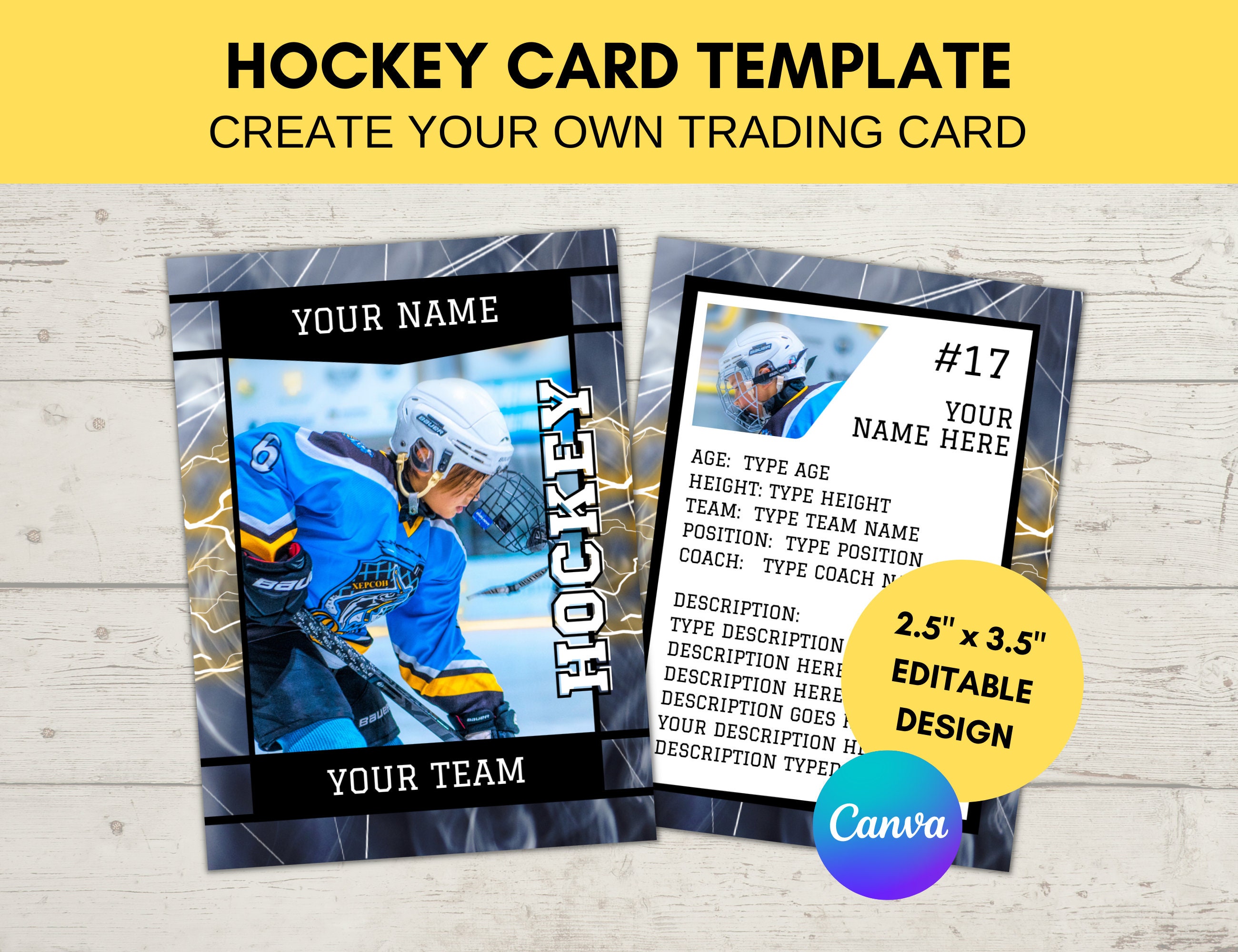 Editable Sports Card Template Custom Hockey Trading Card Printable ...