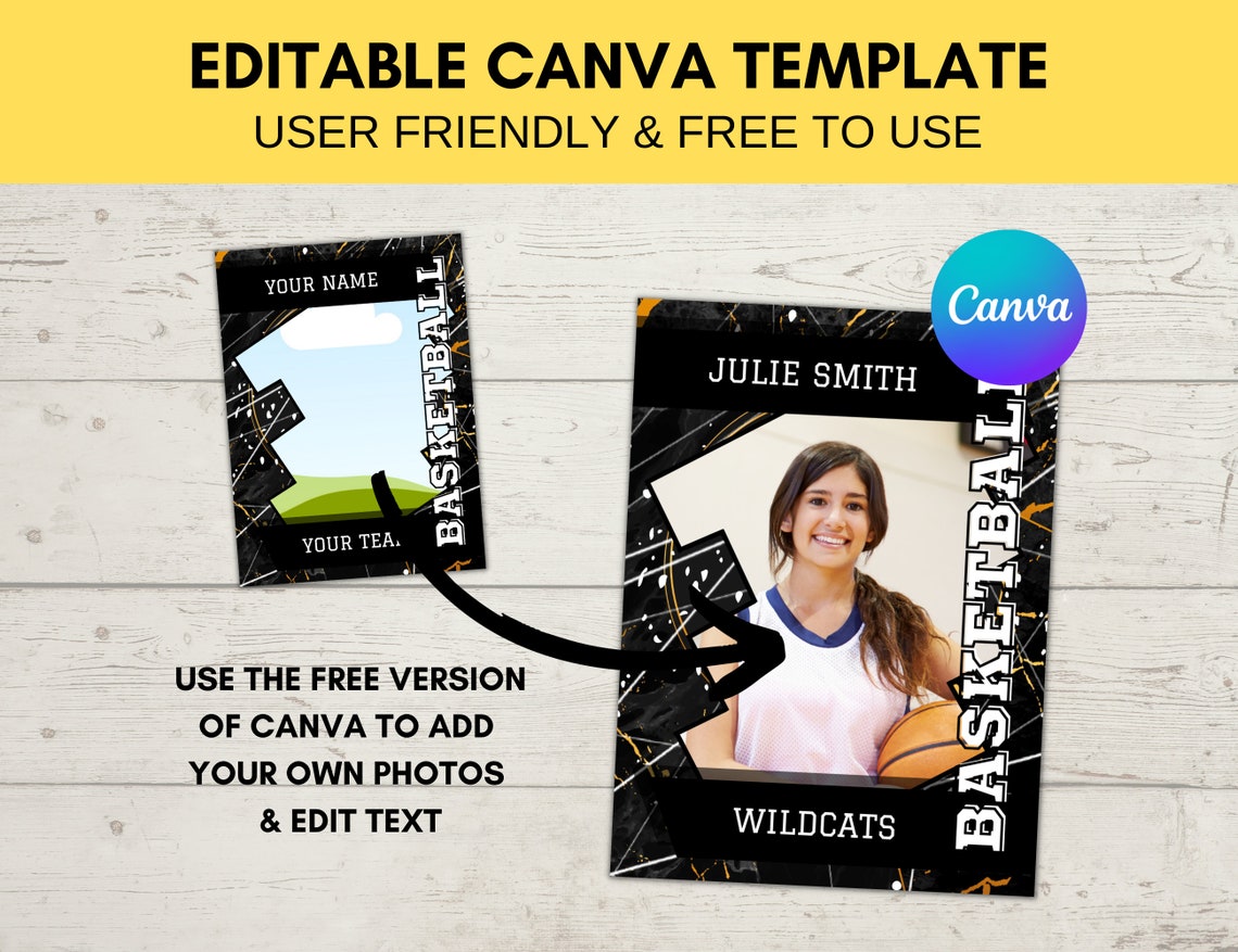 Editable Sport Card Template Custom Basketball Trading Card Printable ...