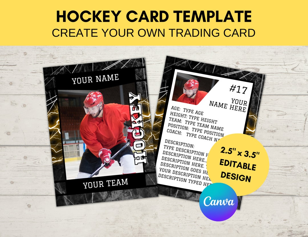 Editable Sports Card Template | Custom Hockey Trading Card Printable ...
