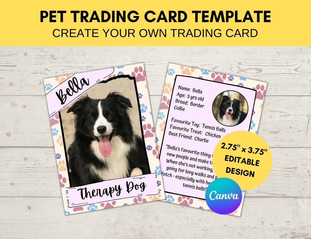 Editable Pet Trading Card Template Custom Trading Card Printable Create ...