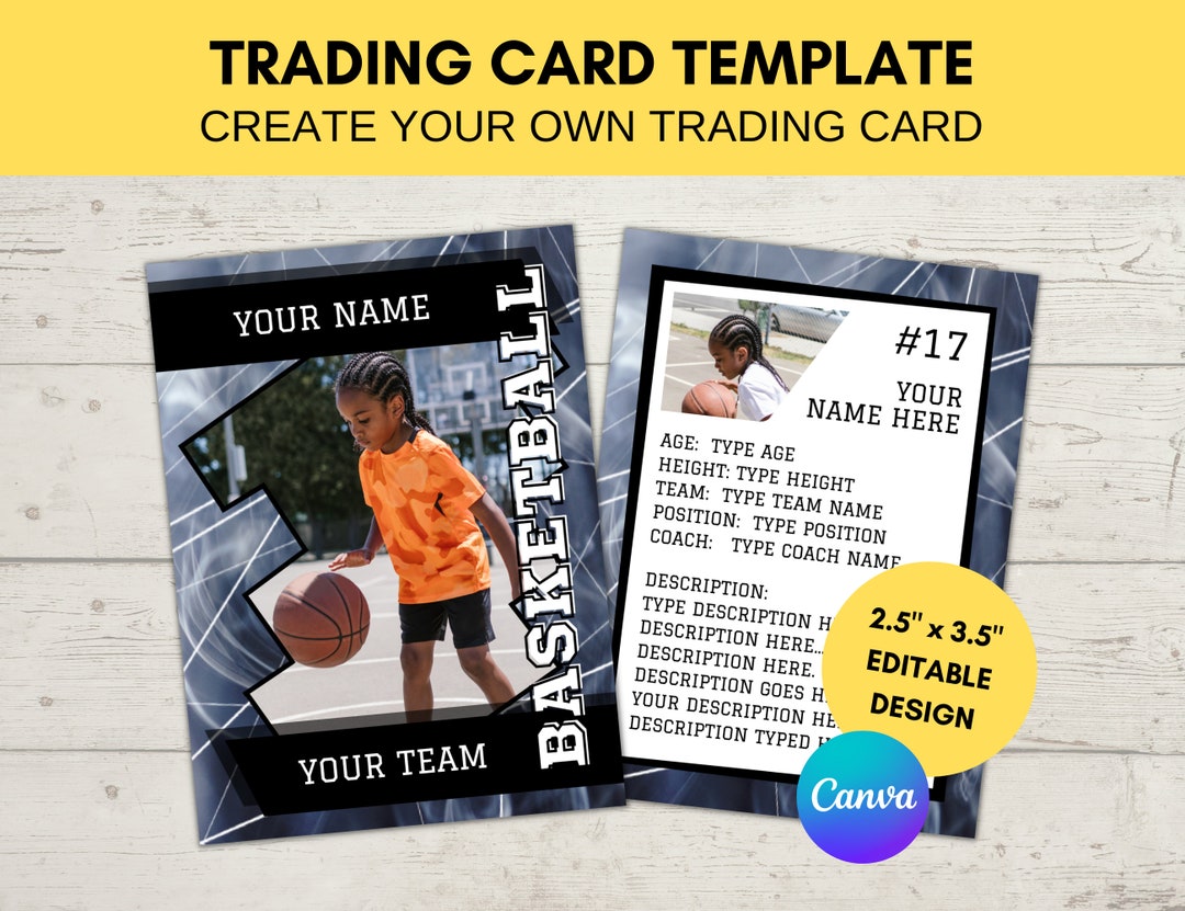 Editable Sport Card Template | Custom Basketball Trading Card Printable ...