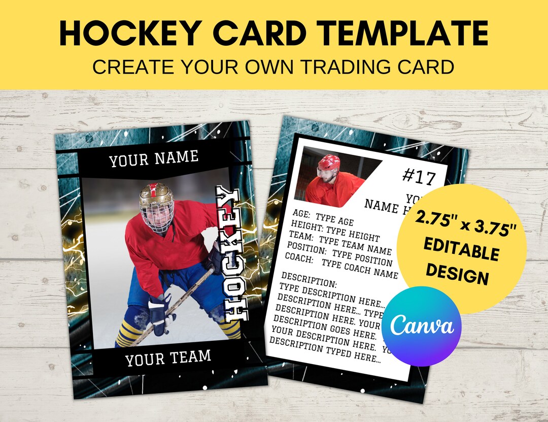 Editable Sports Card Template Custom Hockey Trading Card - Etsy