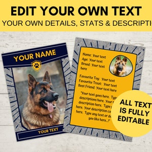 Editable K9 Pet Trading Card Template Custom Trading Card - Etsy