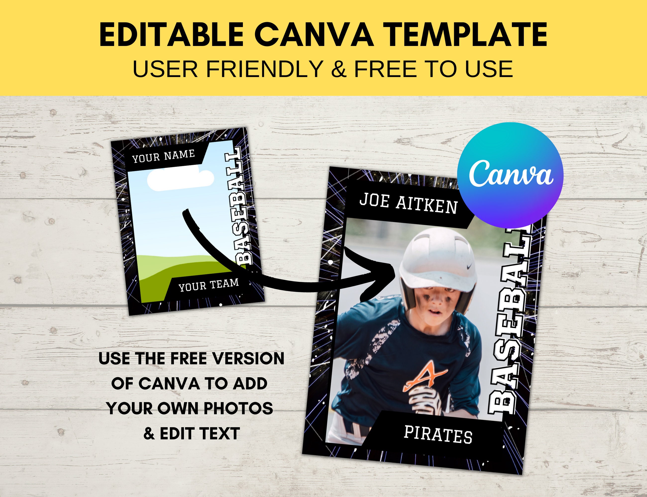 Editable Sports Card Template Custom Baseball Trading Card Printable ...