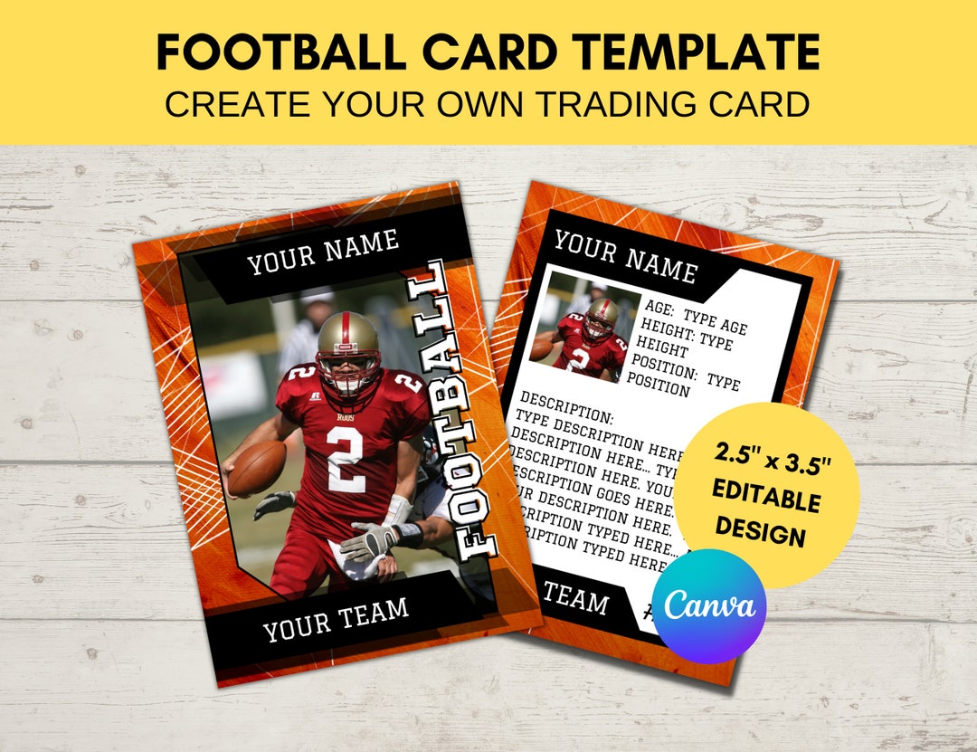 Editable Sports Card Template | Custom Football Trading Card Printable ...