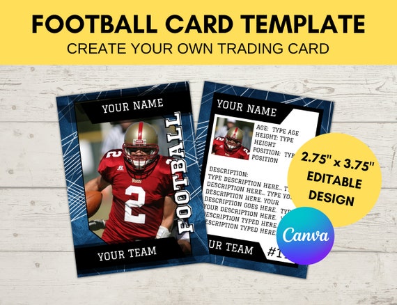 Editable Sports Card Template Custom Football Trading Card - Etsy