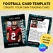 Editable Sports Card Template | Custom Football Trading Card Printable ...