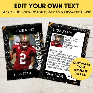 Editable Sports Card Template Custom Football Trading Card Printable ...