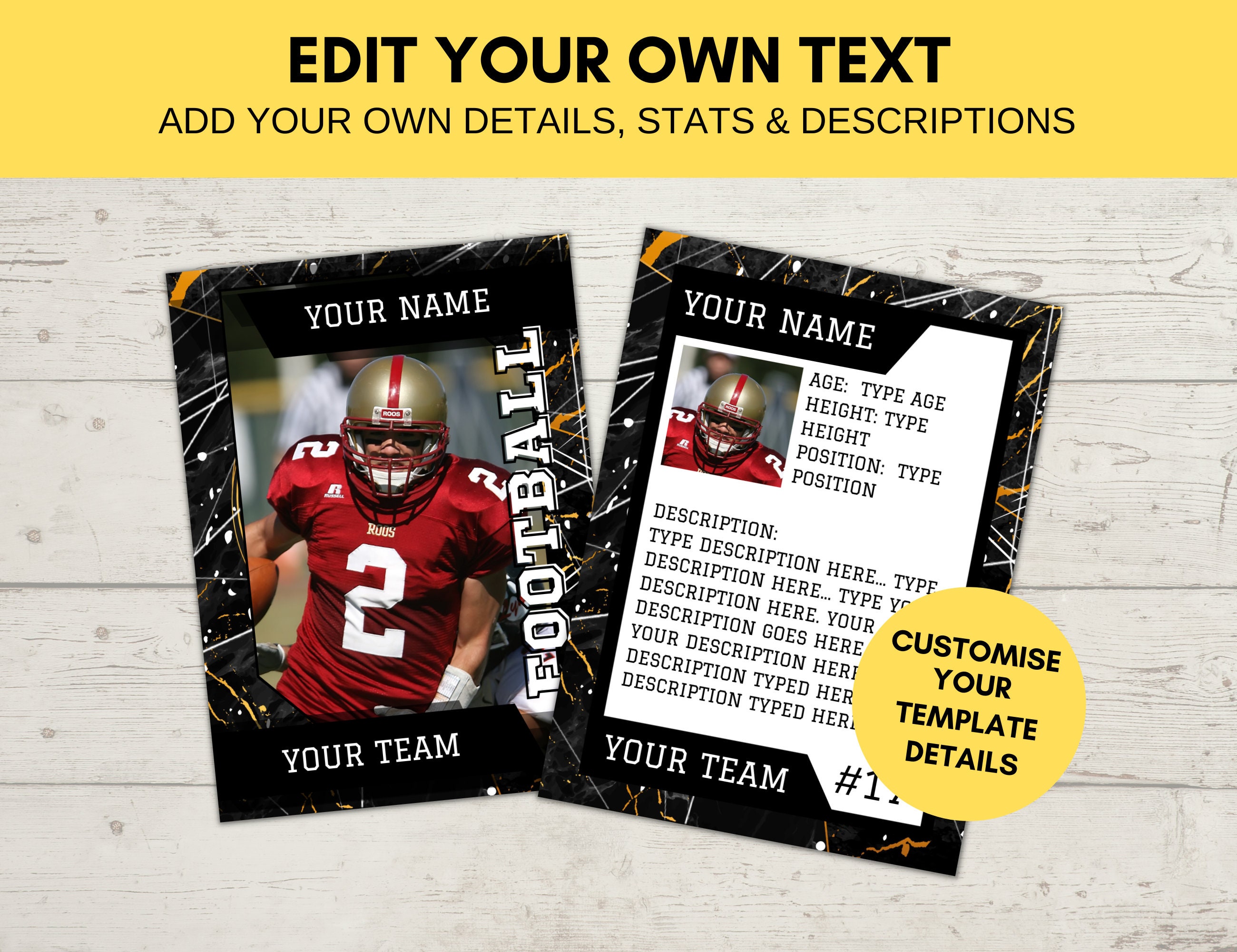 Editable Sports Card Template Custom Football Trading Card - Etsy