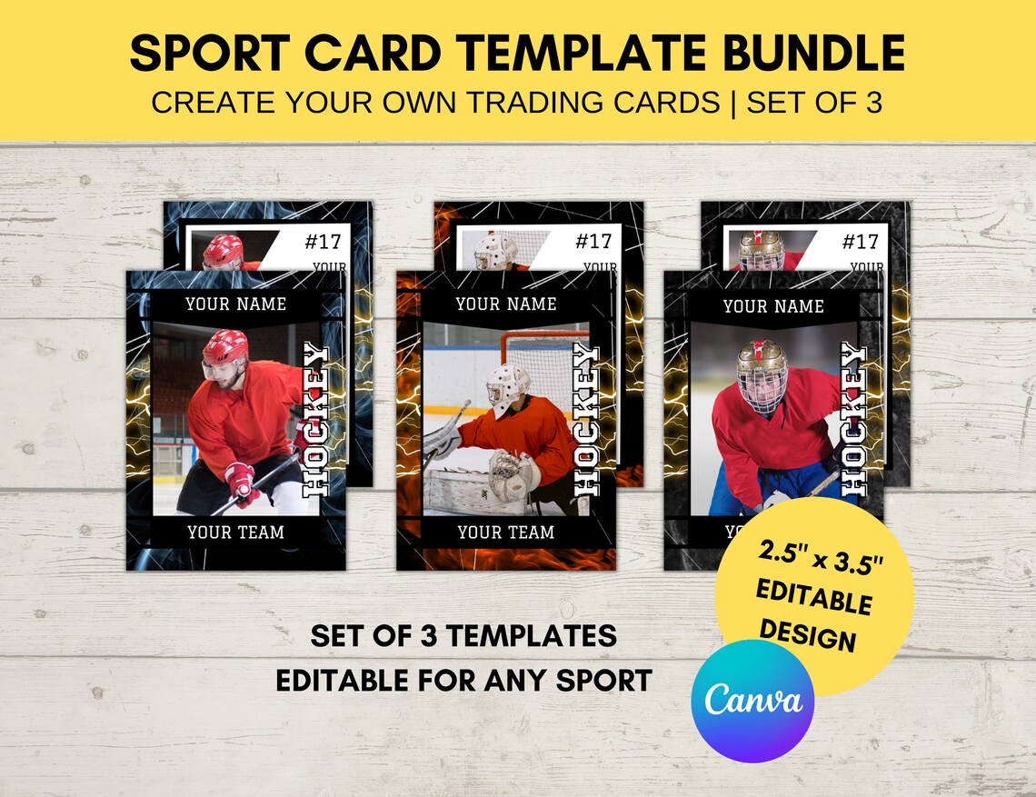 Editable Sports Card Template Custom Hockey Trading Card Printable ...