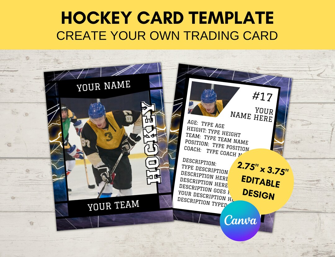 Editable Sports Card Template Custom Hockey Trading Card - Etsy
