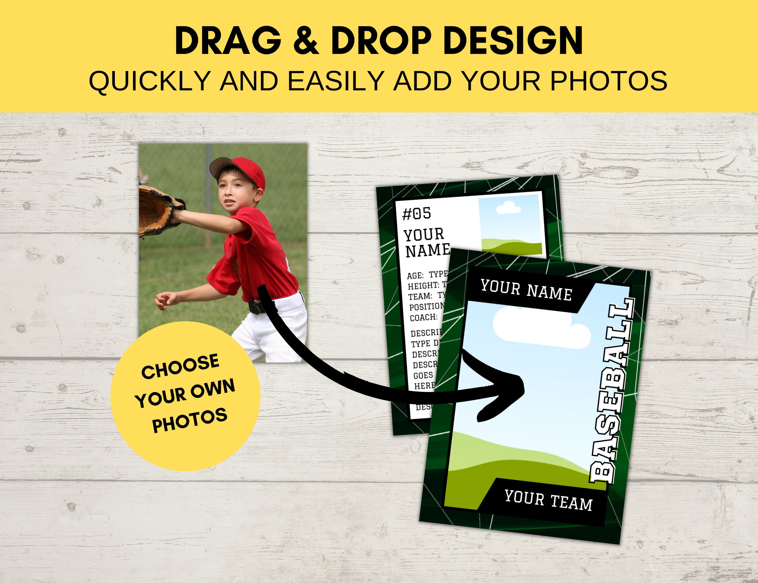 Editable Sports Card Template | Custom Baseball Trading Card Printable ...
