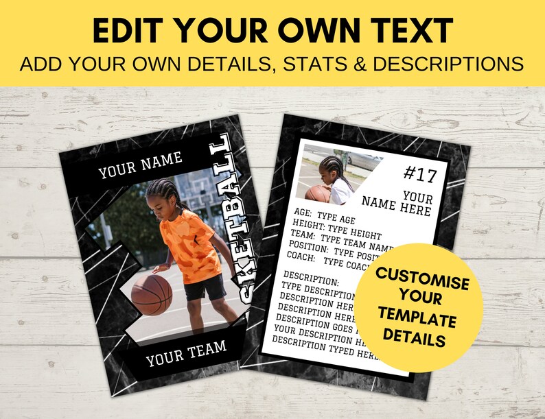 Editable Sport Card Template Custom Basketball Trading Card - Etsy