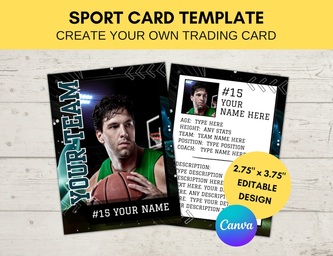 Editable Sports Card Template Custom Basketball Trading Card - Etsy