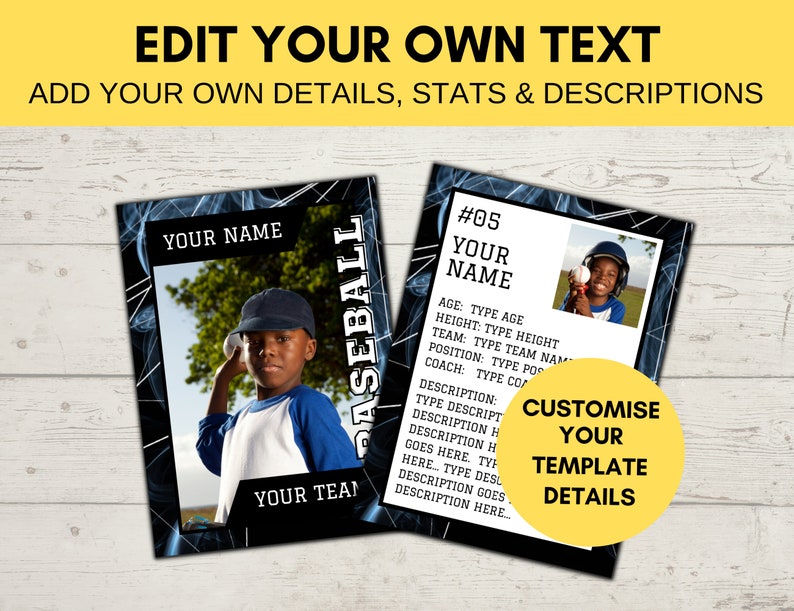 Editable Sports Card Template Custom Baseball Trading Card - Etsy
