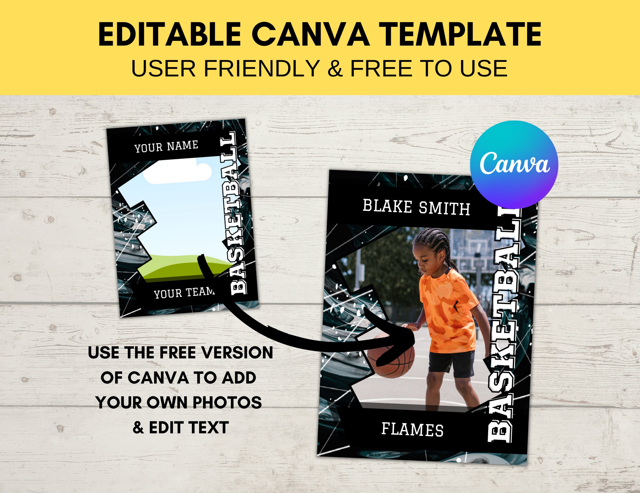 Editable Sport Card Template Custom Basketball Trading Card Printable ...