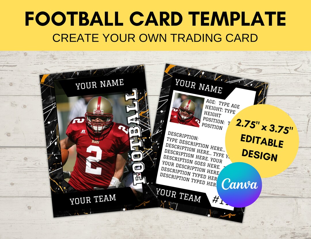 Editable Sports Card Template Custom Football Trading Card - Etsy
