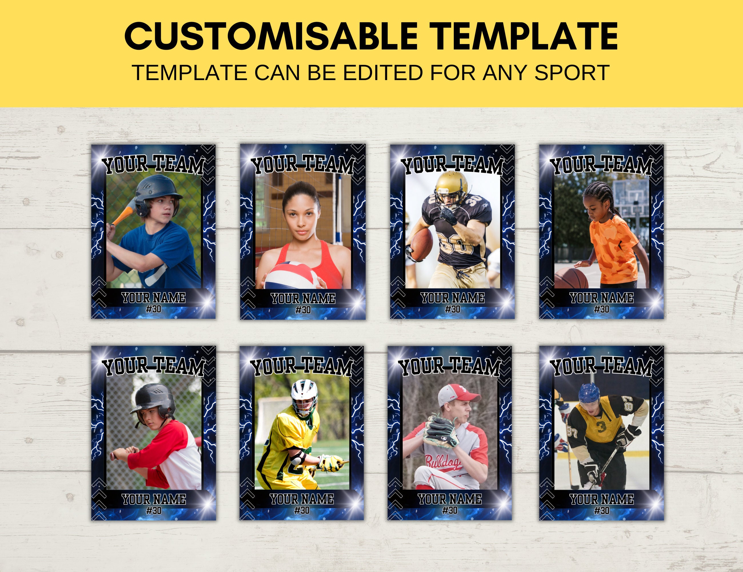 Editable Sports Card Template Custom Baseball Trading Card Printable ...