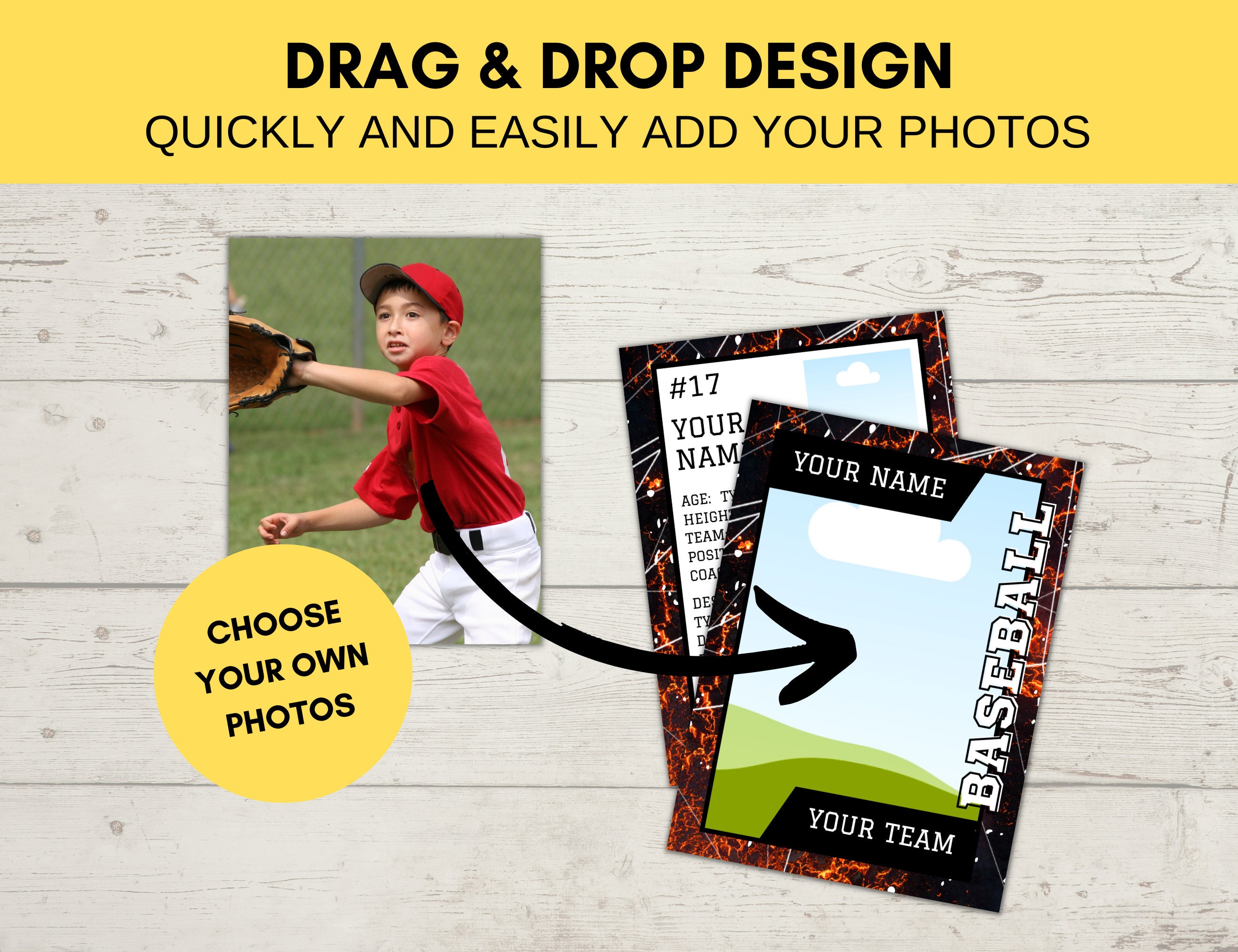 Editable Sports Card Template | Custom Baseball Trading Card Printable ...