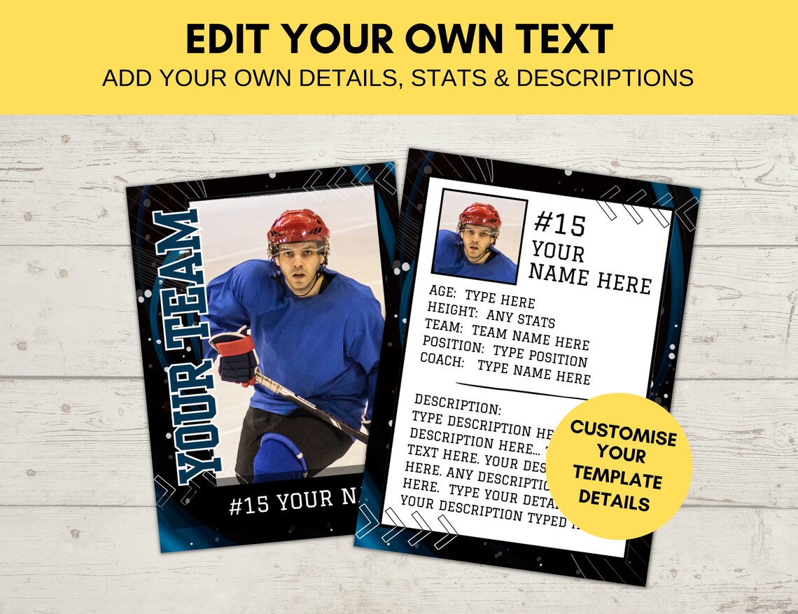 Editable Sports Card Template Custom Hockey Trading Card - Etsy