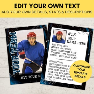Editable Sports Card Template | Custom Hockey Trading Card Printable ...