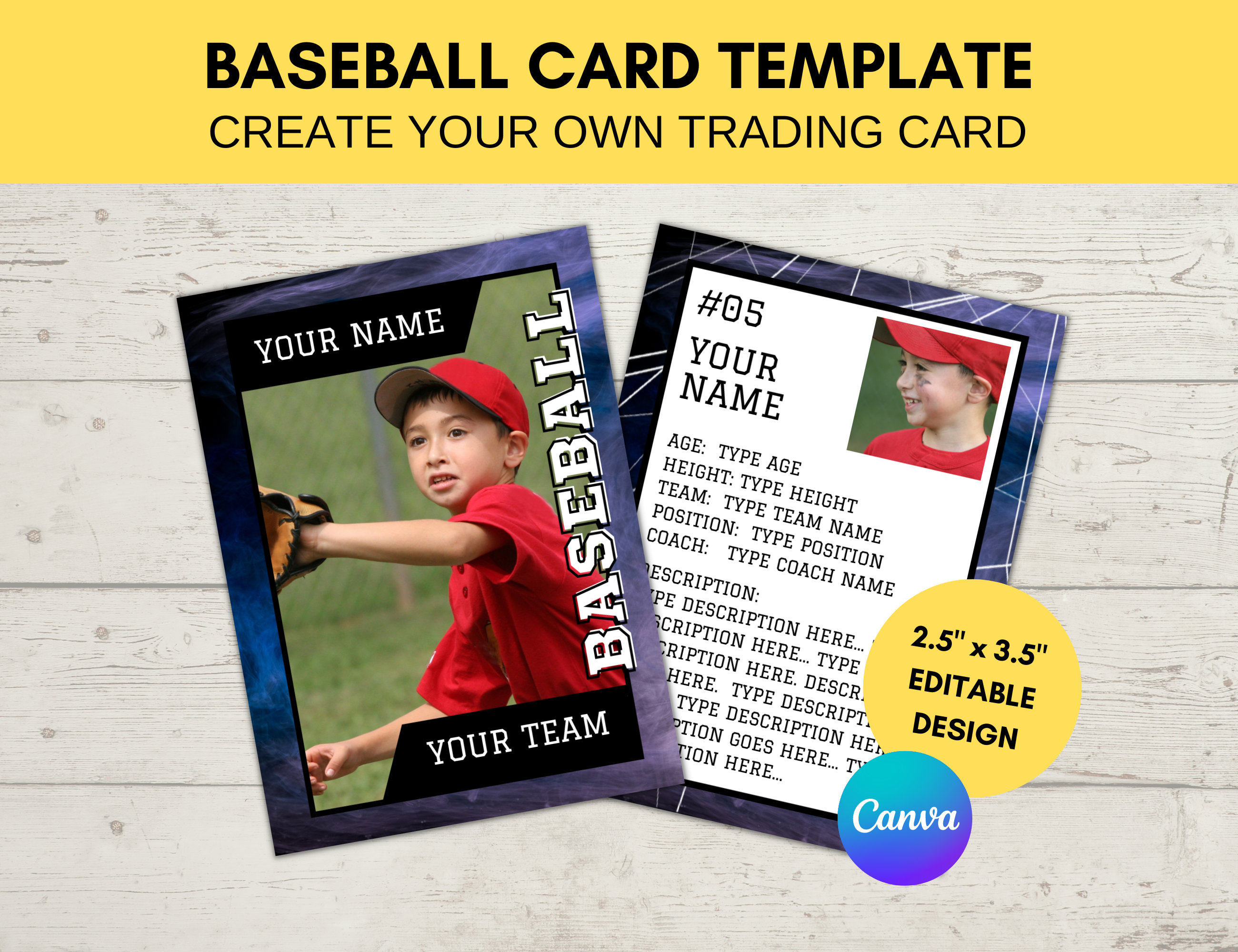 Editable Sports Card Template Custom Baseball Trading Card Printable ...