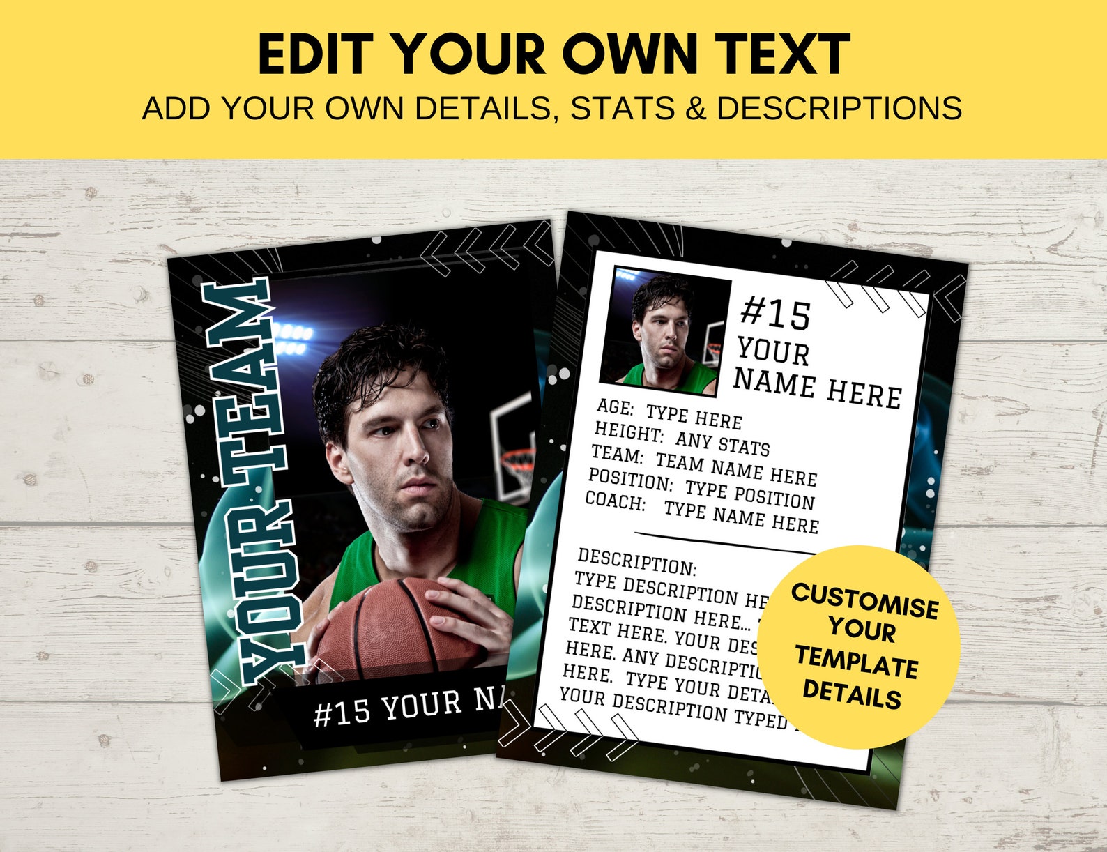 Editable Sports Card Template | Custom Basketball Trading Card ...