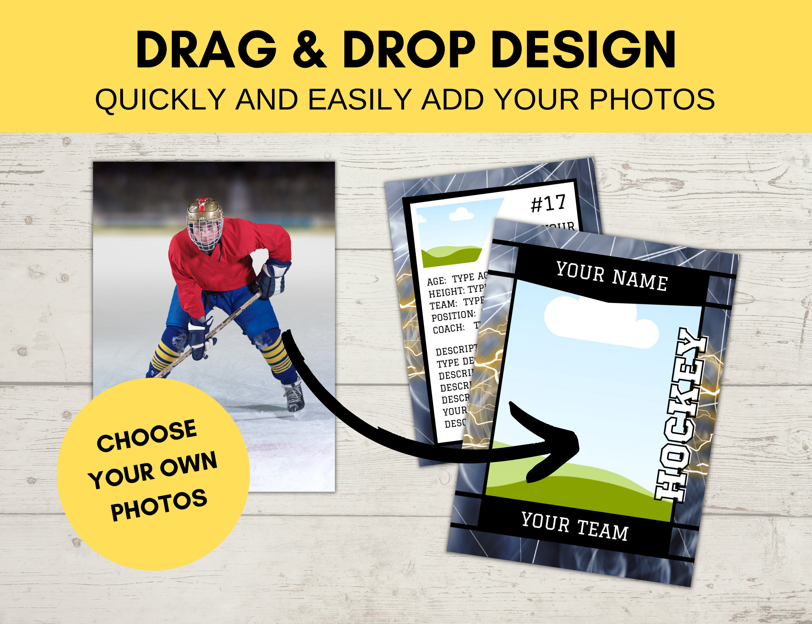 Editable Sports Card Template Custom Hockey Trading Card - Etsy