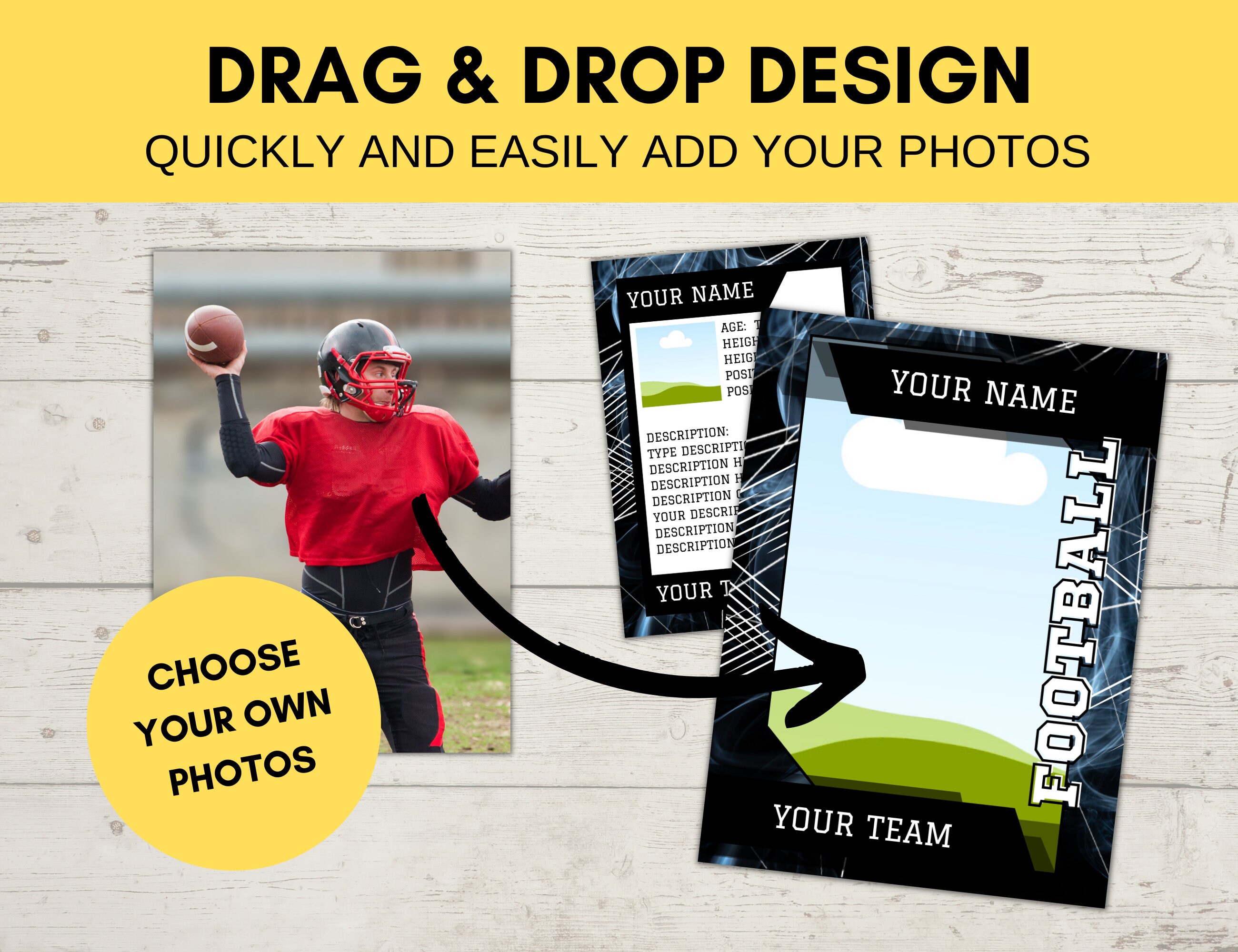 Editable Sports Card Template Custom Football Trading Card - Etsy Canada